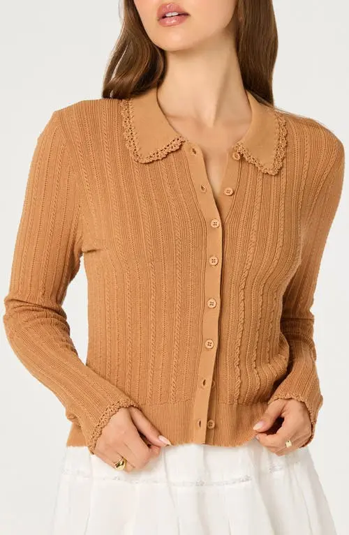 Astr The Label Kristen Rib Cardigan - Nutmeg