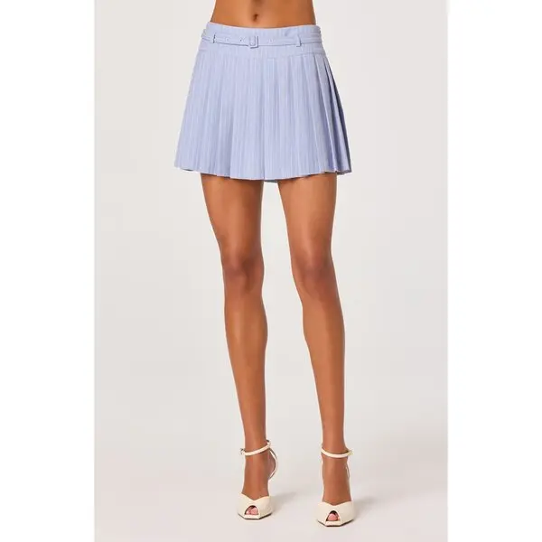 Astr The Label Hina Pleat Stripe Skort - Blue Stripe
