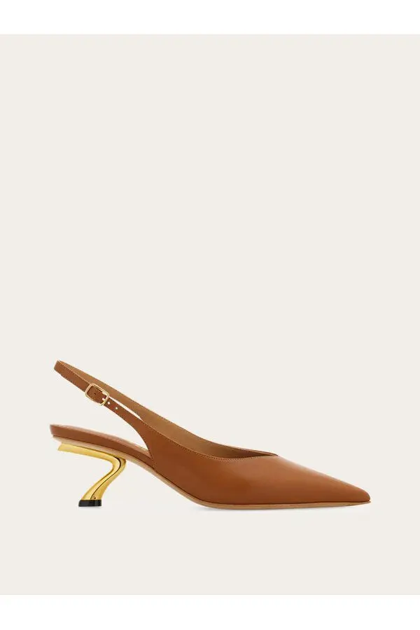 FERRAGAMO S-shaped Heel Slingback - Red
