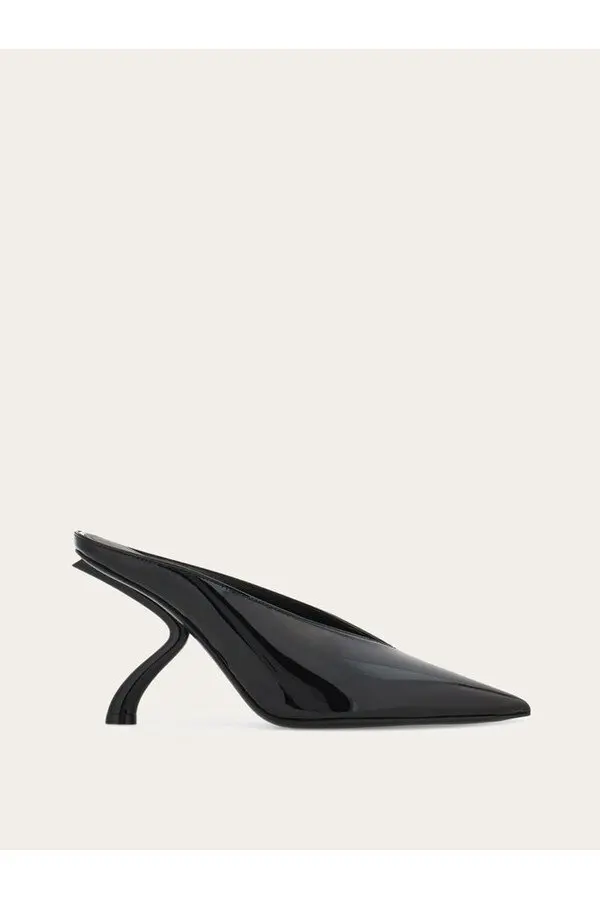 FERRAGAMO S-shaped Heel Mule - Black