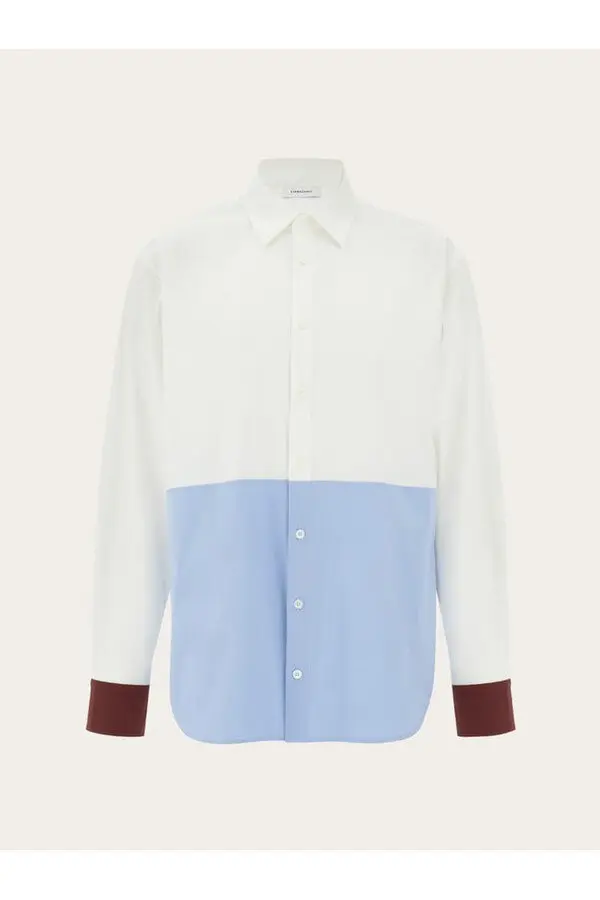 FERRAGAMO Color Block Shirt - Natural
