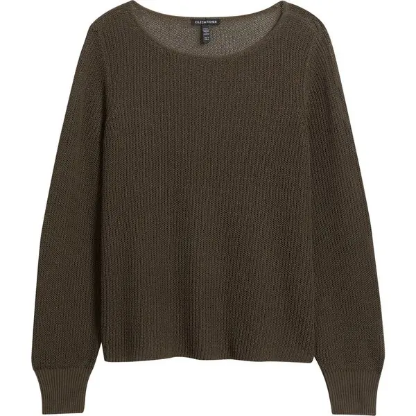 Eileen Fisher Organic Cotton & Silk Ballet Neck Sweater - Wren