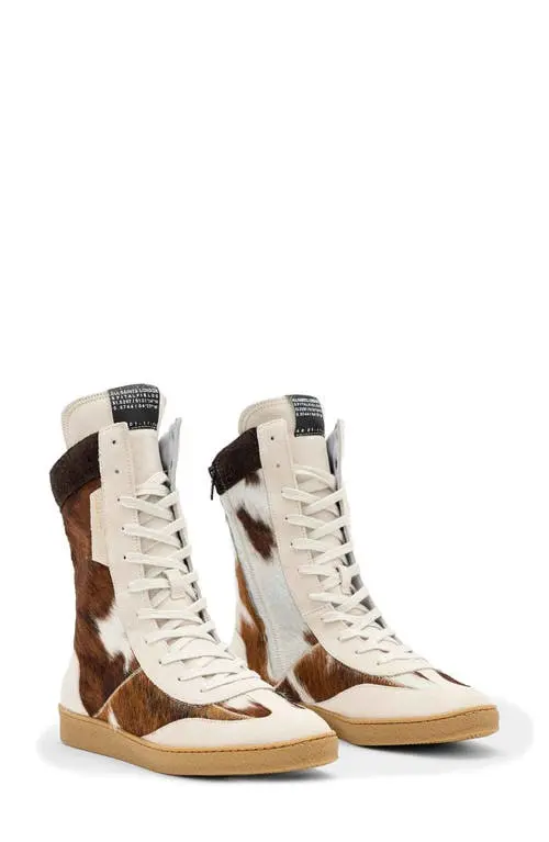 ALLSAINTS Louise Genuine Claf Hair High Top Sneaker - Cow Print
