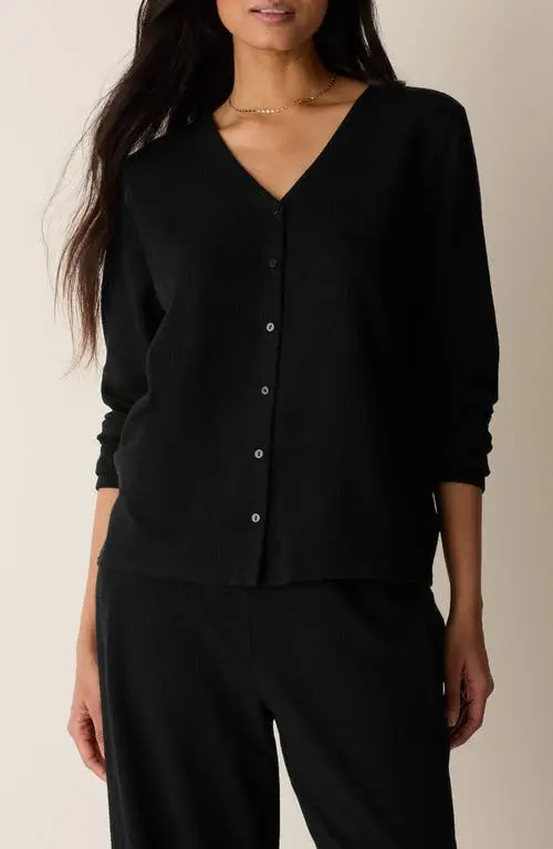 Eileen Fisher V-neck Button Front Cardigan - Black
