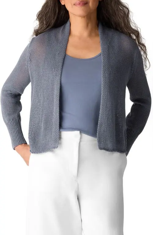 Eileen Fisher Open Front Organic Cotton Cardigan - Flint
