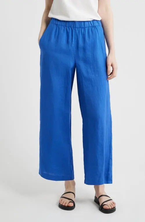 Eileen Fisher Linen Wide Leg Pants - Sapphire