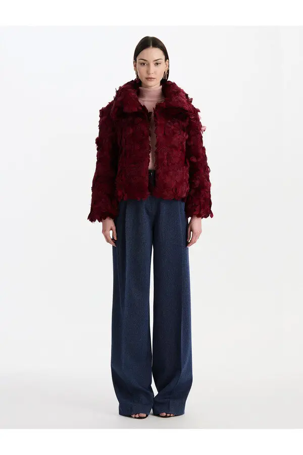 Oscar De La Renta Textured Feather Embroidered Jacket