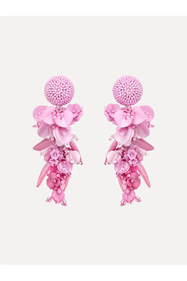 Oscar De La Renta Cascading Petal Drop Clip-on Earrings - Natural