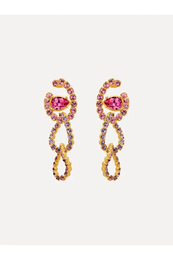 Oscar De La Renta Rhinestone Chain-link Clip-on Earrings - Red