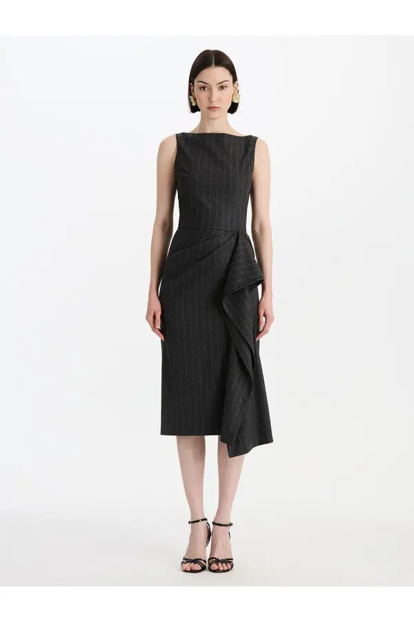 Oscar De La Renta Pinstriped Cashmere Blend Pencil Dress - Stripe