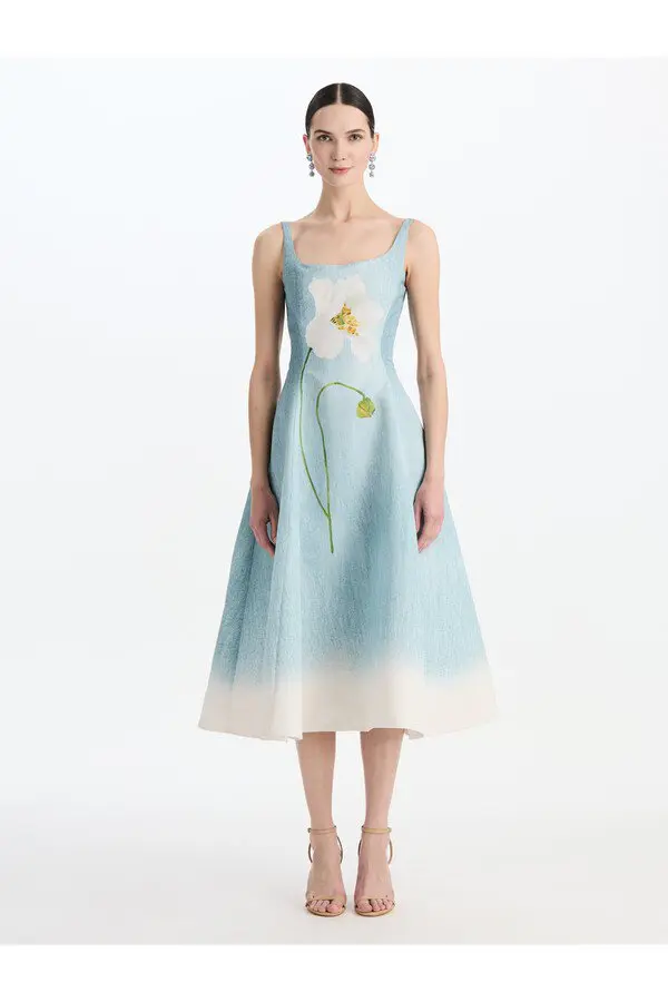 Oscar De La Renta Peony Faille Dress - Natural