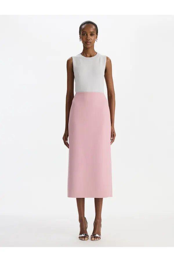 Oscar De La Renta Wool Pencil Skirt - Natural
