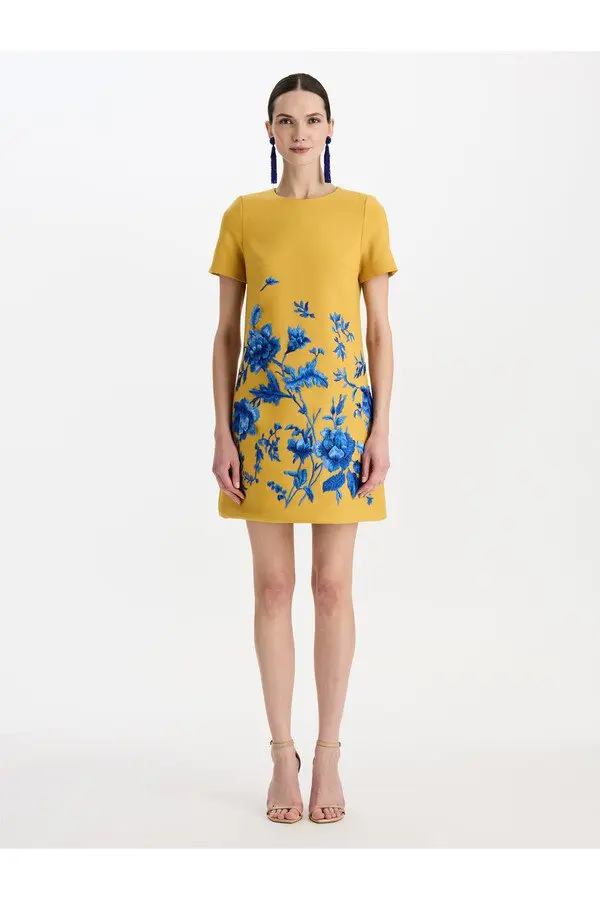 Oscar De La Renta Peony Threadwork Shift Dress - Natural