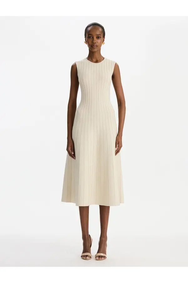 Oscar De La Renta Ottoman Knit Dress - Natural