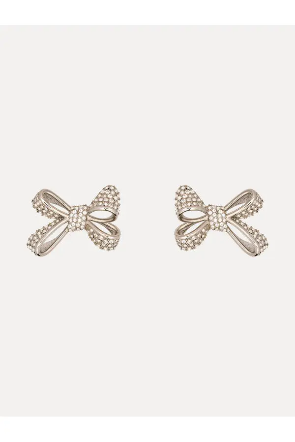 Oscar De La Renta Crystal Pavé Bow Earrings - Gold