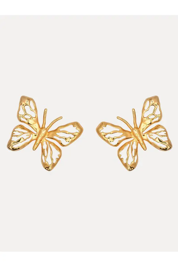 Oscar De La Renta Lace Butterfly Clip On Earrings - Natural