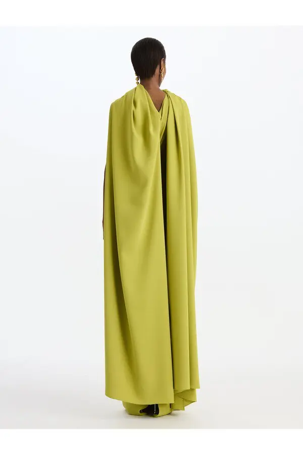 Oscar De La Renta Draped Georgette Halter Kaftan