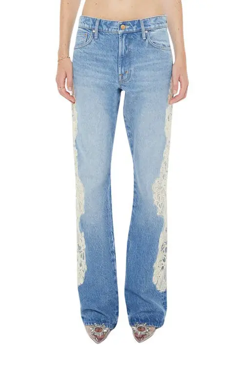 MOTHER The Chomp Heel Lace Trim Bootcut Jeans - Wish Bone