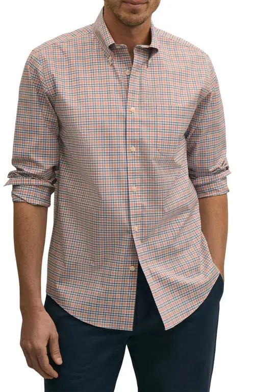 Brooks Brothers Regular Fit Plaid Non-iron Stretch Cotton Button-down Shirt - Terracottachk