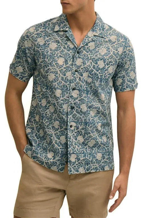 Brooks Brothers Block Print Cotton Camp Shirt - Bluevines