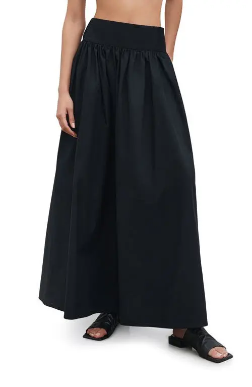 MARCELLA Raven Cotton Poplin Maxi Skirt - Black