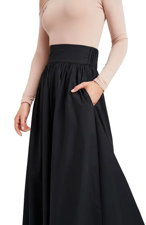 MARCELLA Raven Cotton Poplin Maxi Skirt