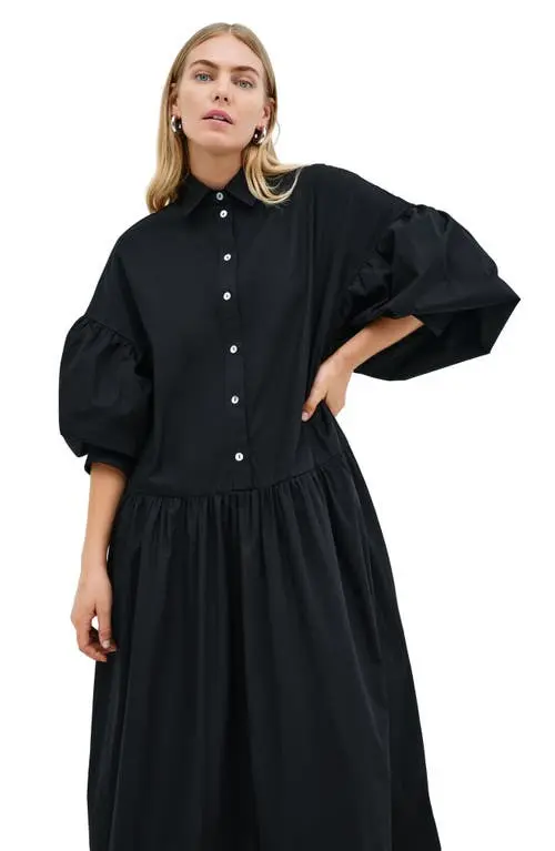 MARCELLA Ada Cotton Poplin Midi Shirt Dress