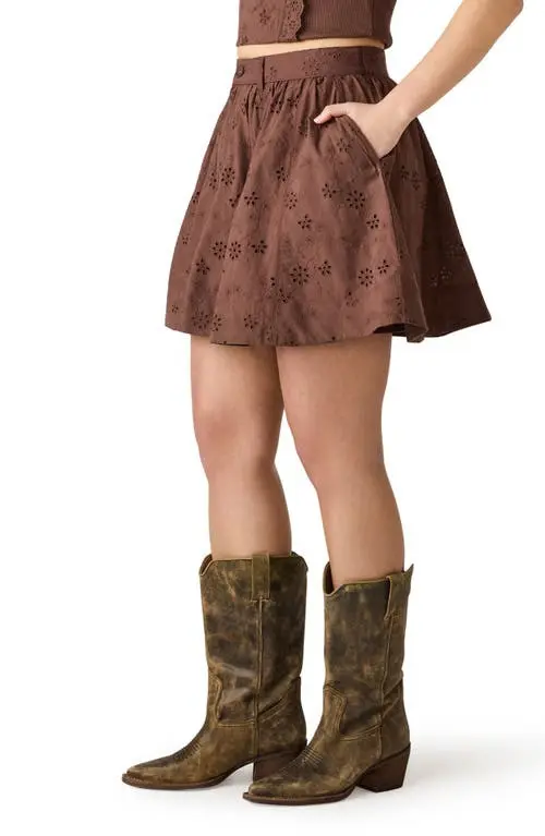 Steve Madden Floral Eyelet Cotton Mini Skirt