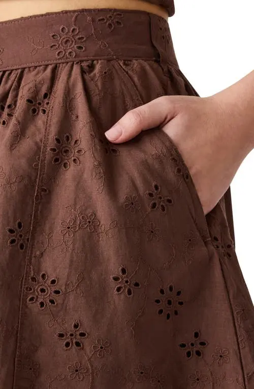 Steve Madden Floral Eyelet Cotton Mini Skirt