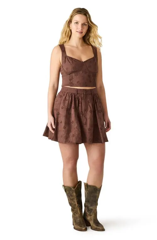 Steve Madden Floral Eyelet Cotton Mini Skirt