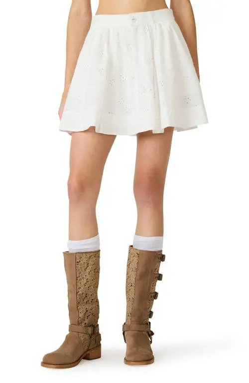 Steve Madden Vanny Floral Eyelet Cotton Miniskirt - White
