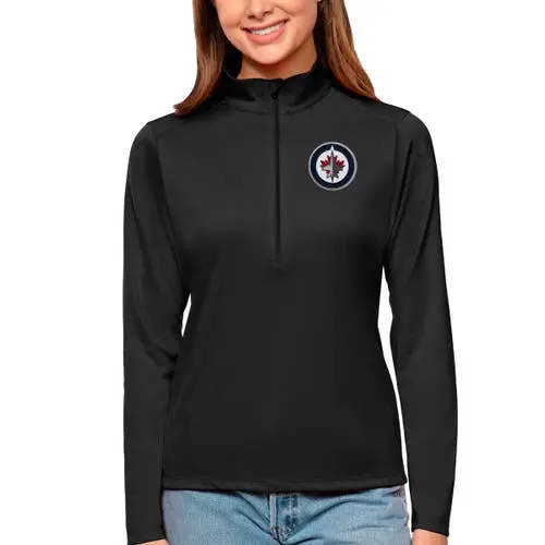 ANTIGUA Winnipeg Jets Tribute Quarter-zip Pullover Top - Black