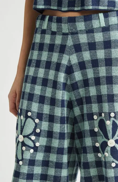YANYAN Gingham Flower Jacquard Bermuda Shorts