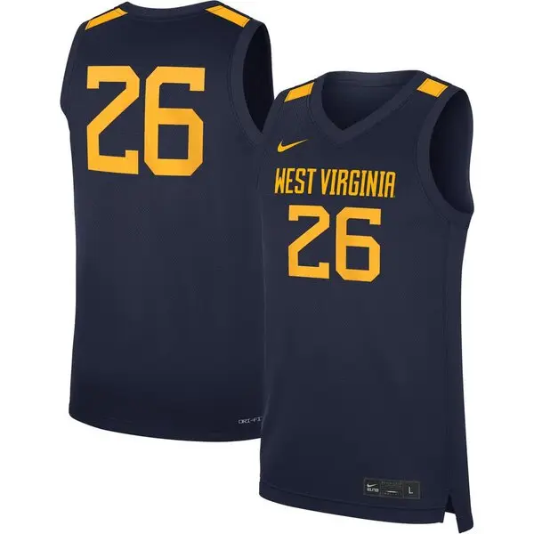 Nike 26 West Virginia Mountaineers Road Replica Basketball Jersey - Navy