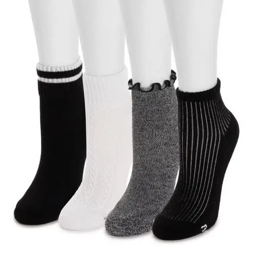 MUK LUKS Dream Step Mini Crew Socks - Ebony
