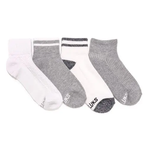MUK LUKS Dream Step Mini Crew Socks 4 Pair Pack - Ghost Grey