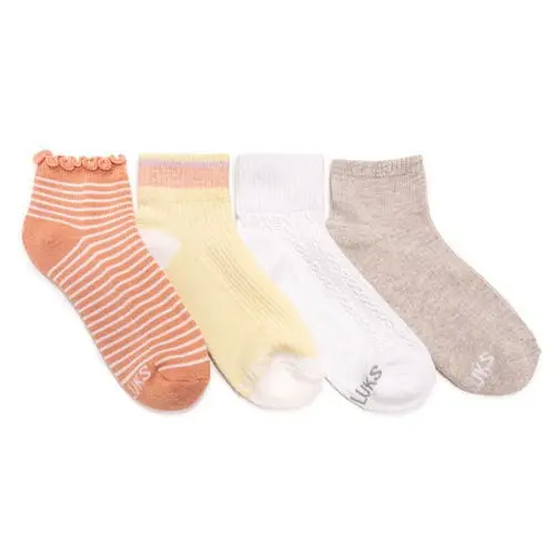 MUK LUKS Dream Step Mini Crew Socks 4 Pair Pack - Sunrise Yellow