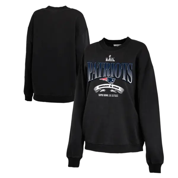 WEAR BY ERIN ANDREWS New England Patriots Super Bowl Lx Fleece Sweatshirt - Black