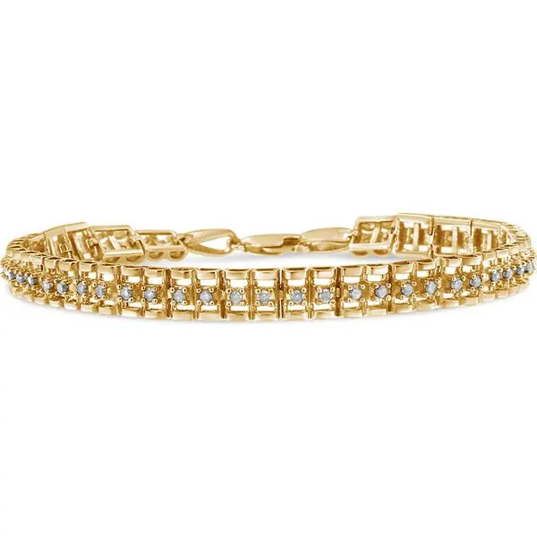 HAUS OF BRILLIANCE Silver 1/2 Cttw Diamond Double-link Tennis Bracelet - Yellow Gold Over Silver