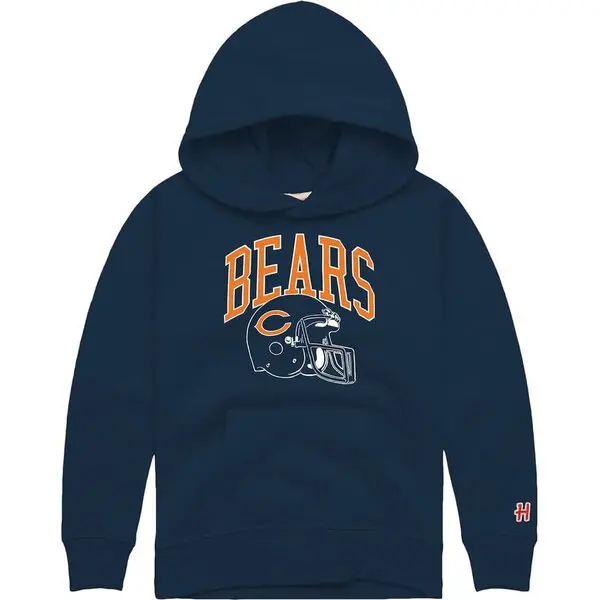 HOMAGE Youth Chicago Bears Helmet Retro Tri-blend Hoodie - Navy