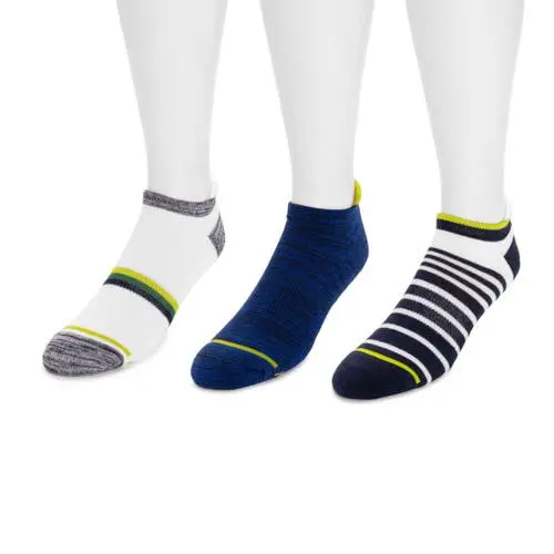 MUK LUKS Cotton Ankle Compression Socks 3 Pair Pack - Blue