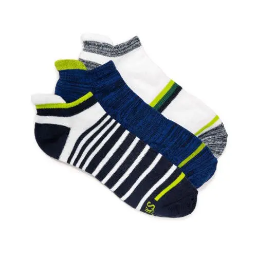 MUK LUKS Cotton Ankle Compression Socks 3 Pair Pack - Blue