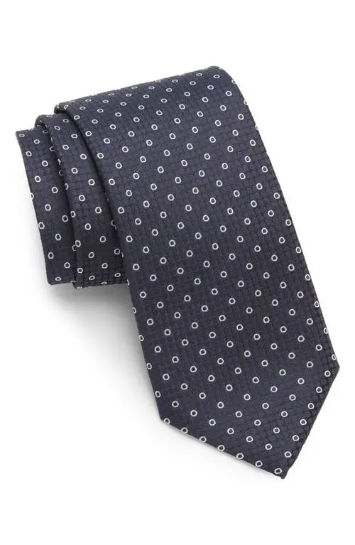 Canali Geometric Silk Neck Tie - Navy