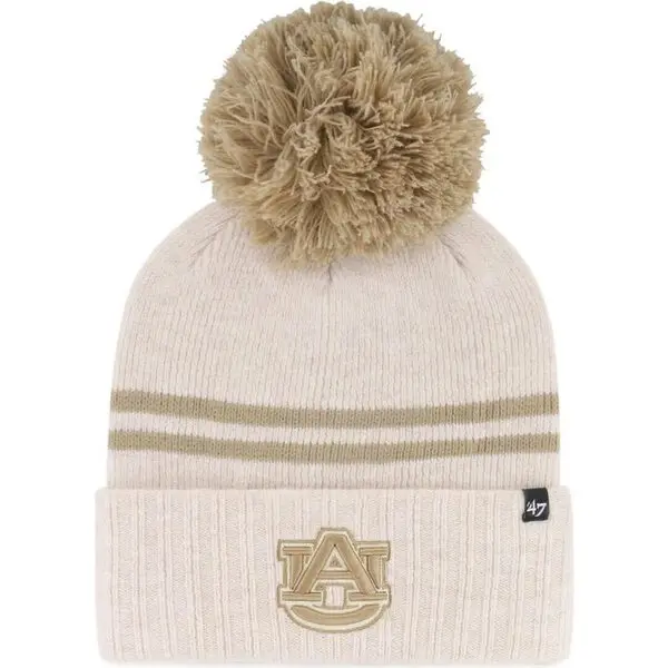 '47 Auburn Tigers Core & Inline Latte Cuffed Knit Hat With Pom - Natural