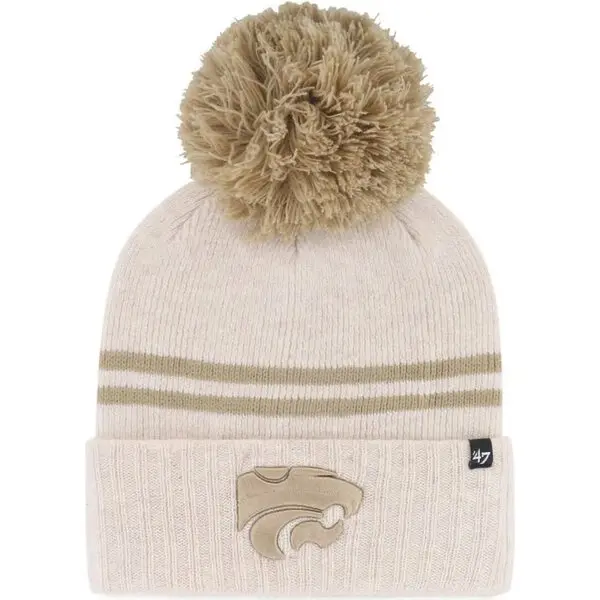 '47 Kansas State Wildcats Core & Inline Latte Cuffed Knit Hat With Pom