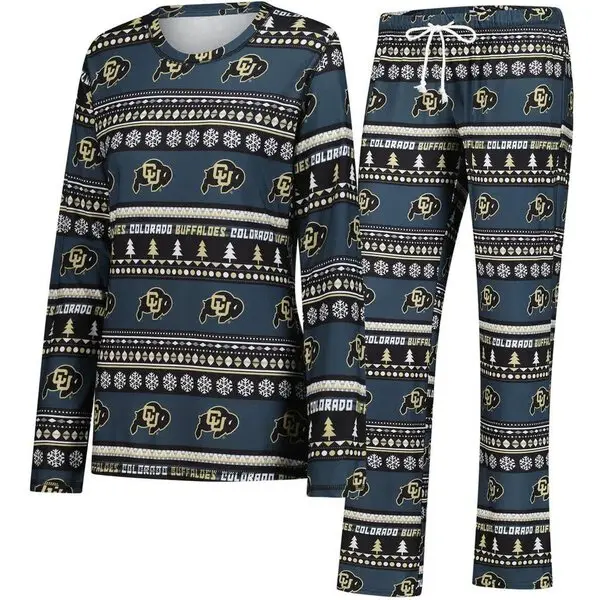 CONCEPTS SPORT Colorado Buffaloes Ugly Sweater Holiday Sleep Set - Black