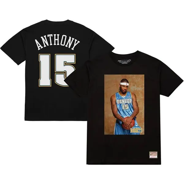 Mitchell & Ness Carmelo Anthony Denver Nuggets Rookie Photo Name & Number T-shirt - Black