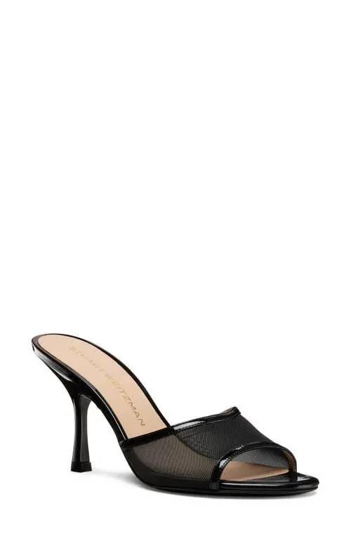 STUART WEITZMAN Bareitall Shine Mesh Sandal - Black