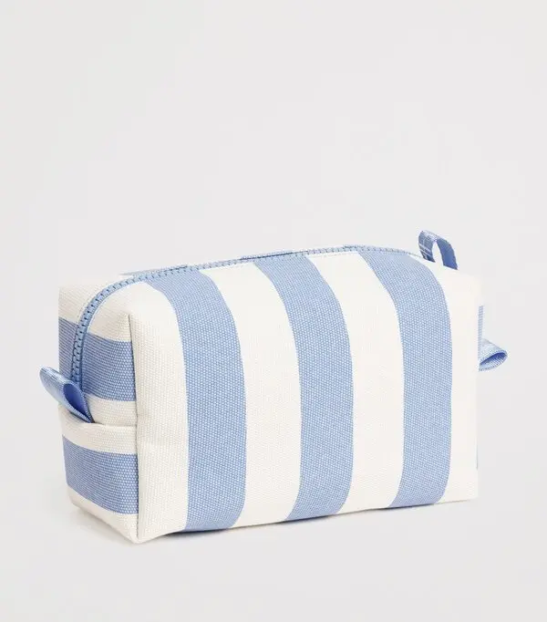 Harrods Cotton Stripe Logo Cosmetics Bag