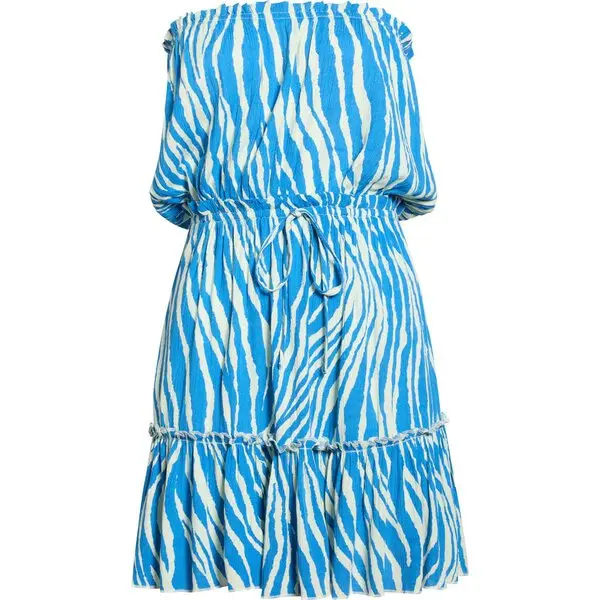 Elan Strapless Cover-up Mini Sundress - Blue Zebra